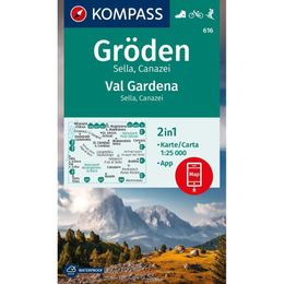 KOMPASS Wanderkarte 616 Gröden / Val Gardena, Sella, Canazei 1:25.000, Karte (im Sinne von Landkarte)