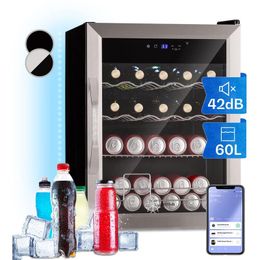 Klarstein - Kühlschrank 60 l, Kleiner Kühlschrank mit App-Steuerung, Leiser Mini Kühlschrank mit Glastür, Getränkekühlschrank Klein, Outdoor