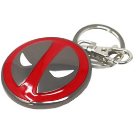 Marvel Schlüsselanhänger Deadpool Logo silberfarben/rot, aus Metall, mit Minikarabiner.