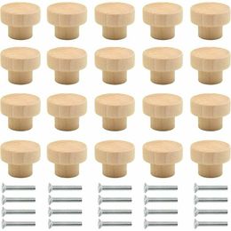 Mumu - 20 Stück Möbelknöpfe Holz, Schrankknöpfe, Schubladenknopf, Holzknöpfe Holzgriffe Möbelgriffe Schrankgriffe für Schränke, Schubladen, Kommode,