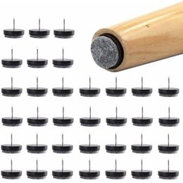 48 Stück Nagel-Möbelgleiter, runde Gleitpads ø 24 mm, kratzfester Boden, Filz-Möbelgleiter zum Schutz von Tisch, Stuhl, Möbelbeinen (schwarz)