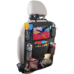 Intirilife Autorücksitz Aufbewahrungstasche aus Polyester in Schwarz - 41 x 61 cm - Für organisiertes und praktisches Reisen mit Kindern - black
