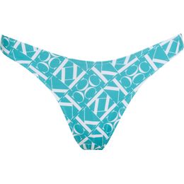 Calvin Klein Tanga-Slip, V-Form, Logo-Print, für Damen, türkis, M