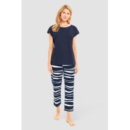 RÖSCH Blue Wave Schlafanzug, 2-teilig, Baumwolle, für Damen, blau, 42