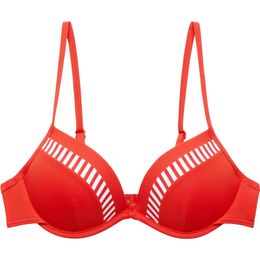 Esprit Bondi Beach Bikini-Oberteil, Streifendetails, wattiert, für Damen, rot, 38C