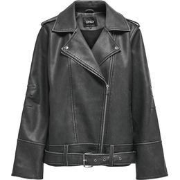 Only® Bikerjacke, Bandkragen, Gürtel, für Damen, schwarz, S