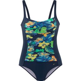 Lascana Tropic Badeanzug, exotisch, Miedereinsatz, für Damen, blau, 40C