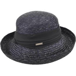 Seeberger Hut, weizenstrohgeflecht, Stoffband, für Damen, schwarz, OneSize
