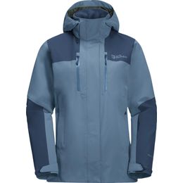 Jack Wolfskin Trekking Funktionsjacke "Jasper 2 Layer", wasserdicht, abnehmbare Kapuze, für Damen, blau, L