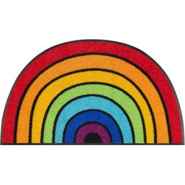 Fußmatte Round Rainbow, wash+dry by Kleen-Tex, halbrund, Höhe: 7 mm, Schmutzfangmatte, Motiv Regenbogen, In- und Outdoor geeignet, waschbar, bunt
