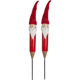 MyFlair Möbel & Accessoires Gartenstecker Weihnachtsdeko rot aussen (Set, 2-St) Weihnachtsmann Motiv, Höhe ca. 58 cm, rot