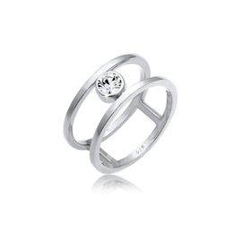 Elli Premium Fingerring Doppelring Solitär Kristalle 925 Silber