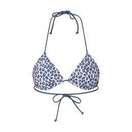 Tom Tailor Damen Triangel Bikinitop mit Leo-Print, blau, Animalprint, Gr. 44
