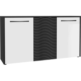 Sideboard FORTE Sideboards Gr. B/H/T: 164,2 cm x 88,8 cm x 42 cm, schwarz-weiß (schwarz, weiß hochglanz, terra) Sideboards
