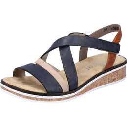 Rieker Riemchensandalen, Kunstleder, Keilabsatz, für Damen, blau, 37