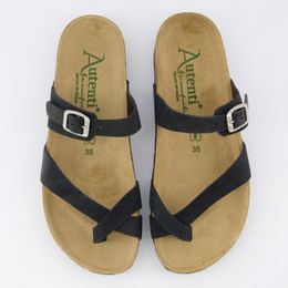 TK Maxx Schwarze Sandalen aus Leder mit Zehenschlaufe