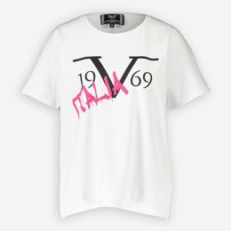 TK Maxx Weißes T-Shirt mit großem pink-schwarzem Logodruck