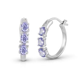 Vira Jewels Creolen 925/- Sterling Silber Saphir blau 1,8 cm Glänzend 1,2 ct.