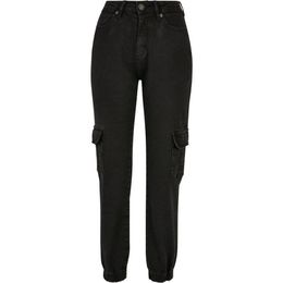 Urban Classics Stoffhose Urban Classics Damen Ladies Organic Stretch Denim Cargo Pants (1-tlg), schwarz