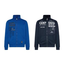 CAMP DAVID Herren Sweatjacke mit Druck und Stickerei