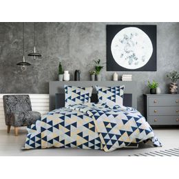 DOBNIG Satin Bettwäsche »Dreiecke eisblau«, 135x200 cm oder 155x220 cm, Reißverschluss, Baumwolle