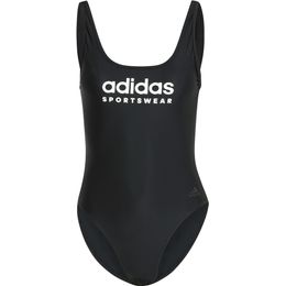 Adidas Badeanzug, Logo-Print, chlorresistent, für Damen, schwarz, 48