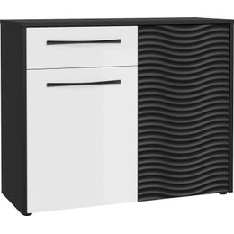Kommode FORTE Sideboards Gr. B/H/T: 109,5 cm x 88,8 cm x 42 cm, 1, schwarz-weiß (schwarz, weiß hochglanz, terra) Kommode