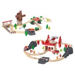 Playtive Eisenbahn-Set Feuerwehr / Countryside, aus Buchenholz