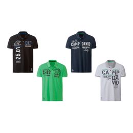 CAMP DAVID Herren Poloshirt, aufwendiger Druck mit Stickerei