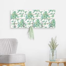 Bilderwelten Wandgarderobe einzigartig Tropisch Aquarell - Aquarell Eukalyptusbouquet Muster - Pflanzen Garderobenpaneel Flur