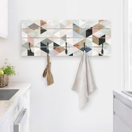 Bilderwelten Wandgarderobe pastell originell Vintage Aquarell - Aquarell-Mosaik mit Dreiecken I - Geometrisch Garderobenpaneel Flur