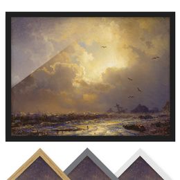 Bild mit Rahmen Andreas Achenbach - Nach dem Sturm - gerahmte Wandbilder Print Kunstdruck Natur Strand Wohnzimmer Schlafzimmer Bad Badezimmer K&uuml;che