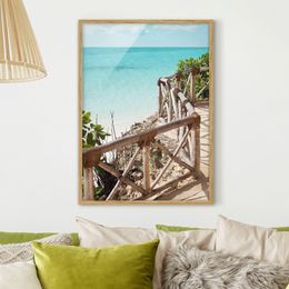 Bild mit Rahmen Paradiesische Aussichten - gerahmte Wandbilder Print Natur Sport Strand Wohnzimmer Flur Schlafzimmer T&uuml;rkis