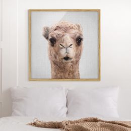 Bilderwelten Bild mit Rahmen Tiere schwarz weiss Motiv inkl. Rahmung - Kamel Konrad - Deko Kinderzimmer Baby M&auml;dchen Jungen