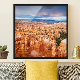 Bild mit Rahmen Farbenpracht des Grand Canyon - gerahmte Wandbilder Print Natur Wohnzimmer Orange
