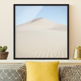 Bild mit Rahmen Sandh&uuml;gel - gerahmte Wandbilder Print Natur Wohnzimmer Bad Badezimmer Beige
