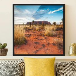 Bilderwelten Bild mit Rahmen Natur orange Motiv inkl. Rahmung - Steppe - Landschaft Wohnzimmer Schlafzimmer