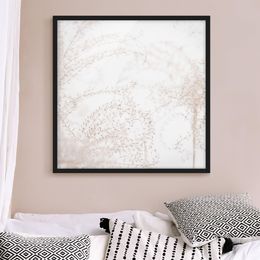 Bild mit Rahmen Sonnenstrahlen im Pampasgras - gerahmte Wandbilder Print Botanik Tropical Landhausstil Wohnzimmer Schlafzimmer Beige