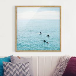 Bild mit Rahmen Meeresflaute - gerahmte Wandbilder Print Natur Sport Strand Wohnzimmer Flur Schlafzimmer Blau