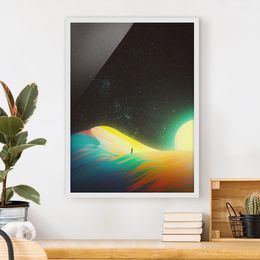 Bild mit Rahmen Retro Collage - Der Ursprung allen Gl&uuml;cks - gerahmte Wandbilder Print Fotomontage Kunstdruck Natur Himmel Wohnzimmer Jugendzimmer
