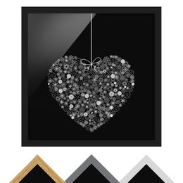 Bild mit Rahmen Heart Giveaway - gerahmte Wandbilder Print Blumen Floral Muster Liebe Wohnzimmer Schlafzimmer Bad Badezimmer K&uuml;che Flur Esszimmer