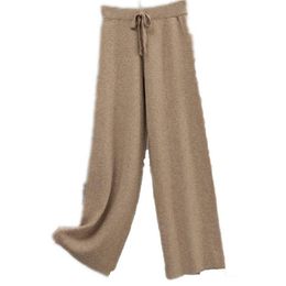 FIDDY Anzughose Lockere und auffällige Strickhose mit weitem Bein (1-tlg)