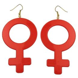 unbespielt Paar Ohrclips Ohrringe Frauenzeichen Weibliches Symbol Rot Kunststoff 100 x 50 mm