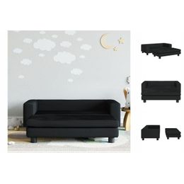 vidaXL Kindersofa Kindersofa mit Hocker Schwarz 100x50x30 cm Samt Kindercouch Kindermöbe