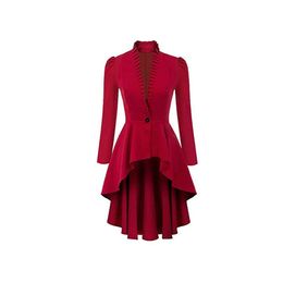 FIDDY A-Linien-Kleid Damen Gothic Lange Mäntel High Low Design Herbst Winter Vintage