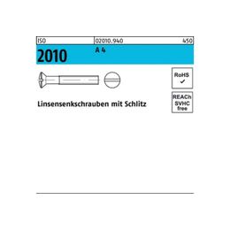 Reyher Linsenschraube 100er Pack Linsensenkschraube ISO 2010 Schlitz M6x 50 A 4 50 Stück IS