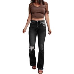 FIDDY Schlaghose Hohe Taille Stretch Micro-Fit-Jeans für Frauen Jeanshosen Für Damen