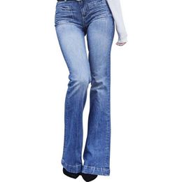 FIDDY Schlaghose Damen Bootcut Flared Hose Casual Hohe Jeans Destroyed Denim Pants