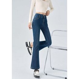 FIDDY Bootcut-Jeans Fleece-Jeans –wintergefütterte Fleece -Schlaghose –Damen-Bootcut-Hose
