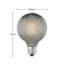 LUCANDE LED-Lampe E27 G95 4W 1.800K dimmbar smoke